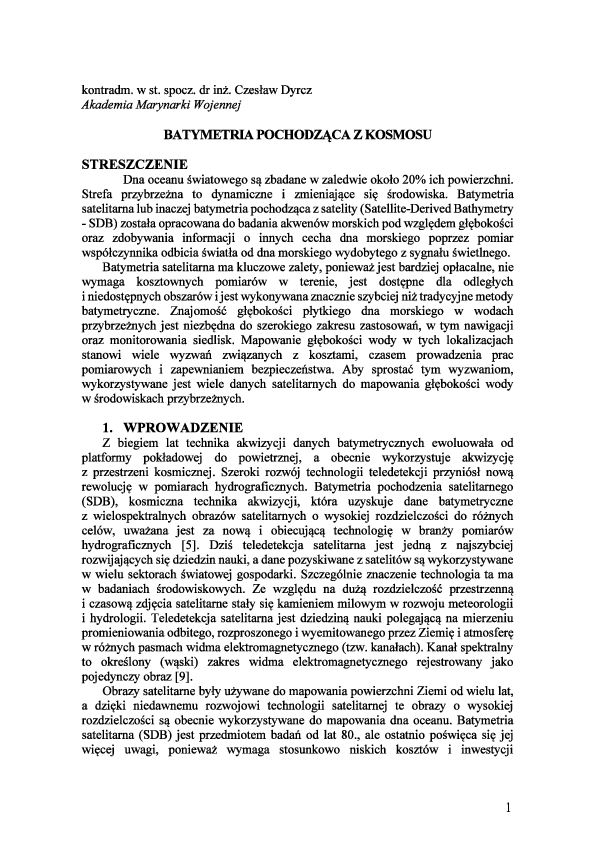 (PDF) Batymetria Z Kosmosu / Bathymetry from Space