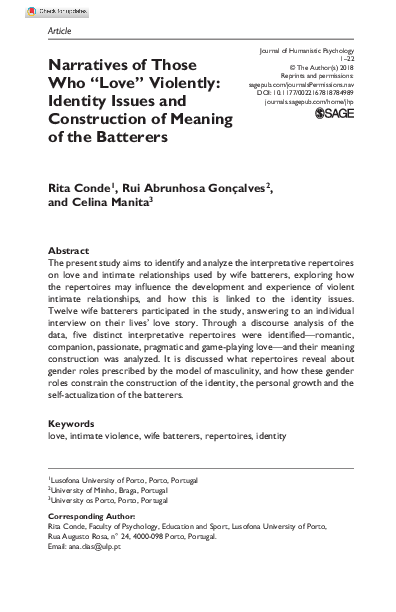 (PDF) Narratives of Those Who “Love” Violently: Identity Issues and ...