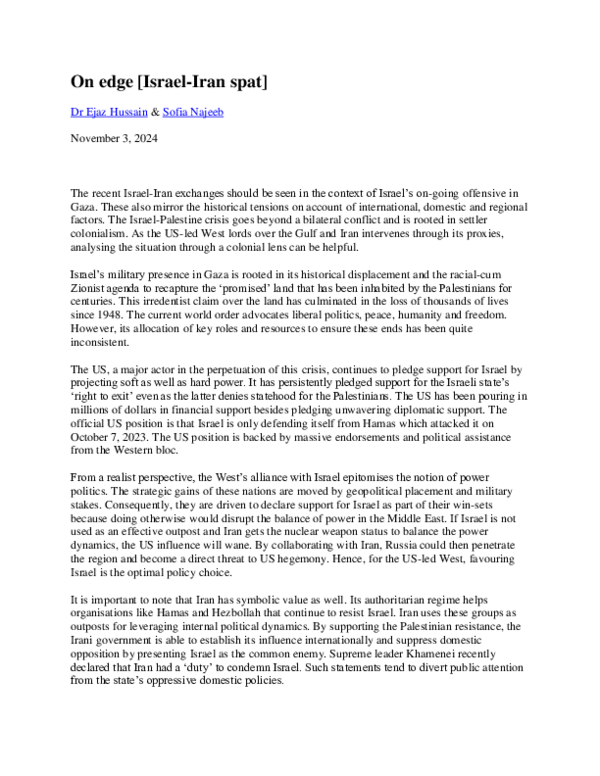 (PDF) On edge [Israel-Iran spat