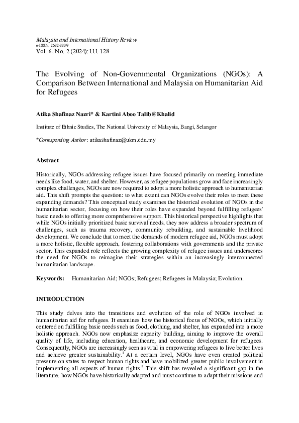 (PDF) The Evolving of Non-Governmental Organizations (NGOs): A ...