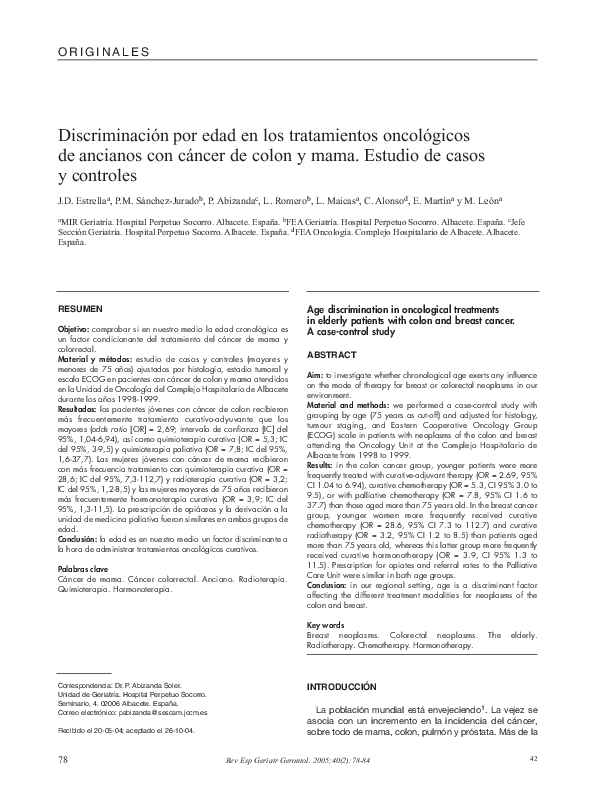 (PDF) Discriminación por edad en los tratamientos oncológicos de ...