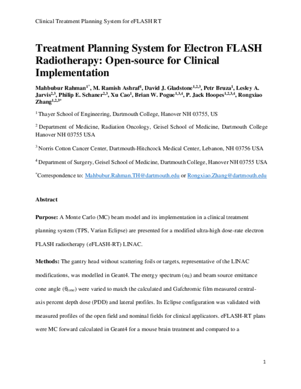 (PDF) Treatment Planning System for Electron FLASH Radiotherapy: Open ...