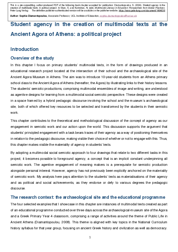 (PDF) Student agency in the creation of multimodal texts at the Ancient ...