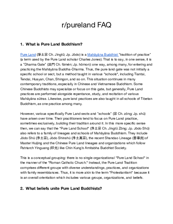 (PDF) Pure Land Buddhism FAQ