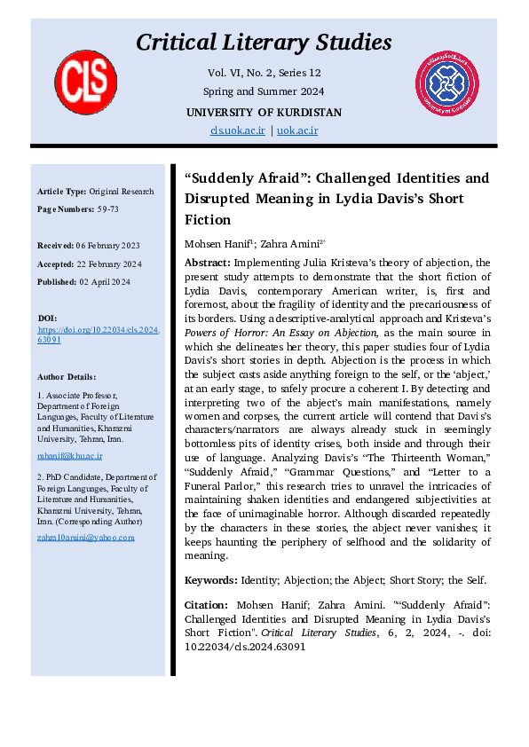 (PDF) “Suddenly Afraid”: Challenged Identities and Disrupted Meaning in ...