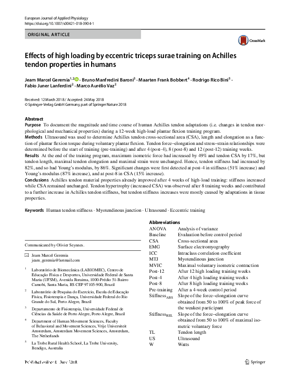 (PDF) Effects of high loading by eccentric triceps surae training on ...