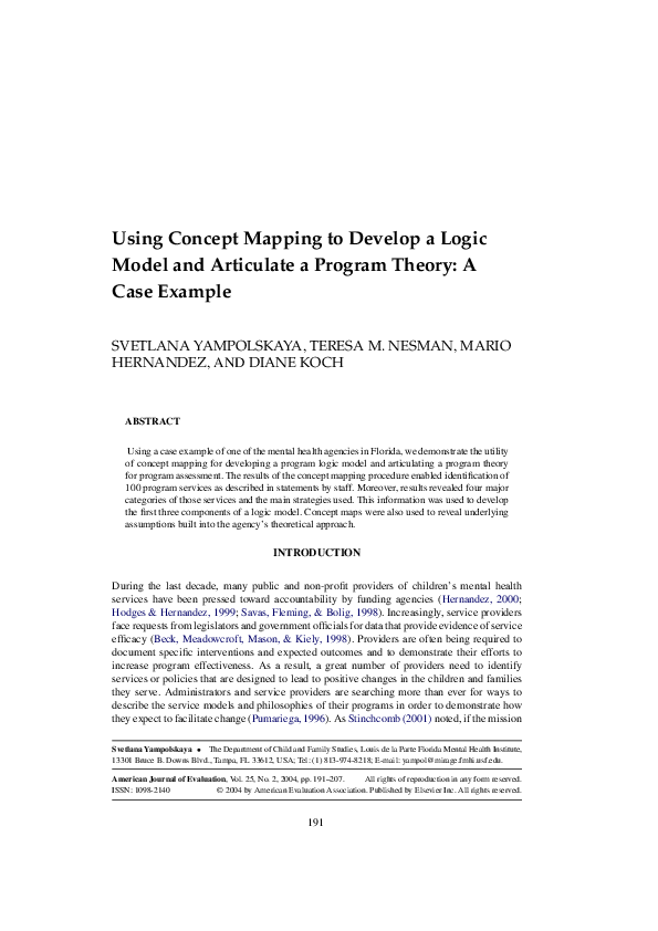 Using Concept Mapping to Develop a Logic Model and Articulate a Program Theory: A Case Example