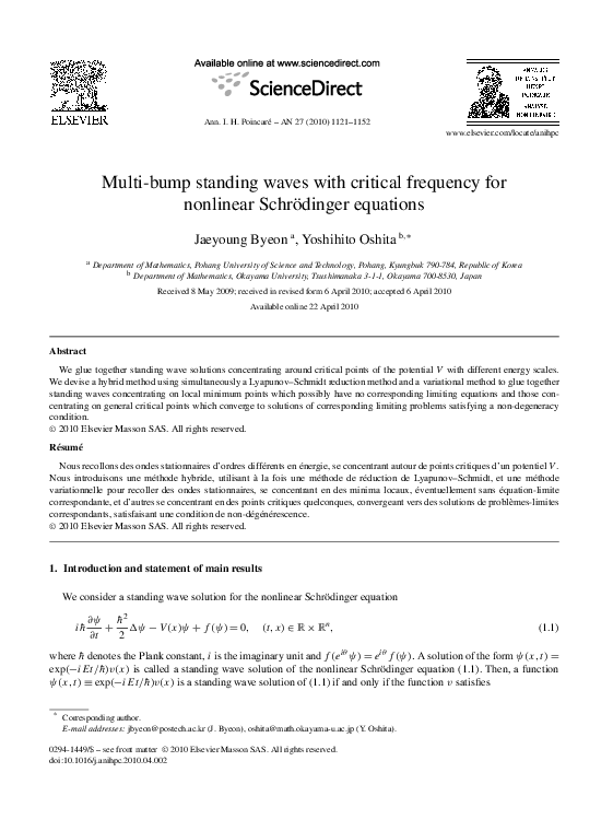 (PDF) Multi-bump standing waves with critical frequency for nonlinear ...