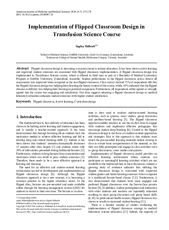 (PDF) Kaleidoscopic Course: The Concept, Design, and Implementation of the Flipped Classroom
