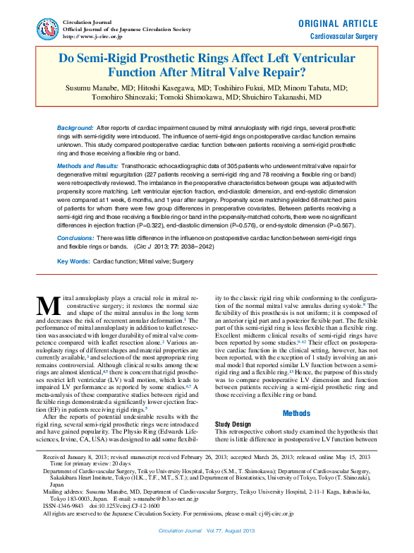 (PDF) Do Semi-Rigid Prosthetic Rings Affect Left Ventricular Function ...