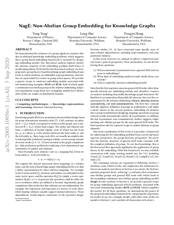 Pdf A Group Theoretic Framework For Knowledge Graph Embedding