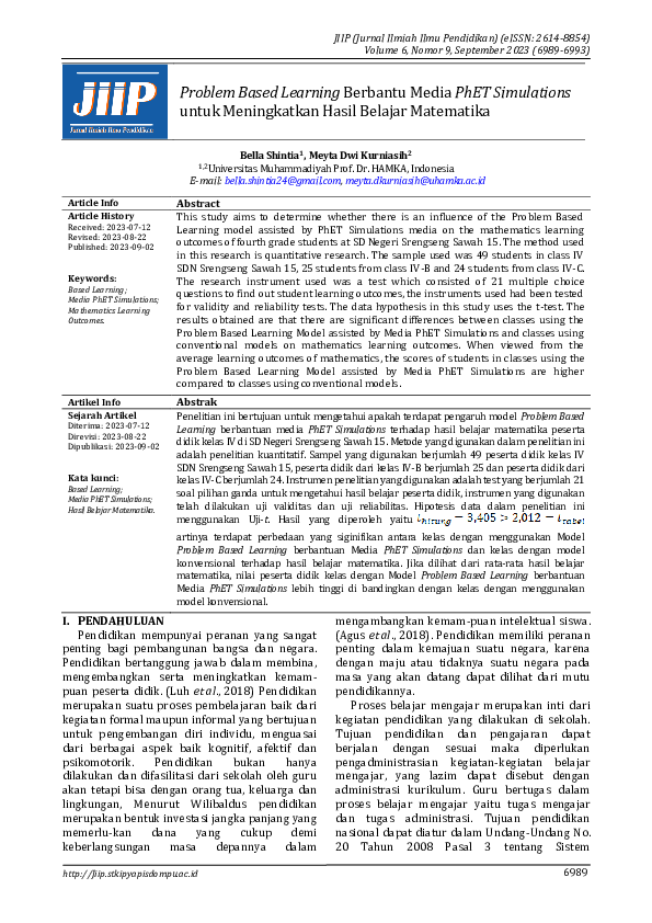(PDF) Problem Based Learning Berbantu Media PhET Simulations untuk Meningkatkan Hasil Belajar ...