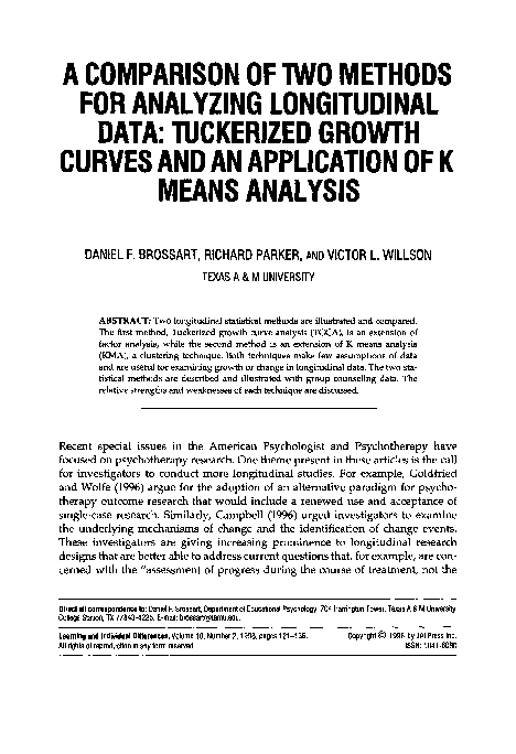 (PDF) A comparison of two methods for analyzing longitudinal data: Tuckerized growth curves and ...