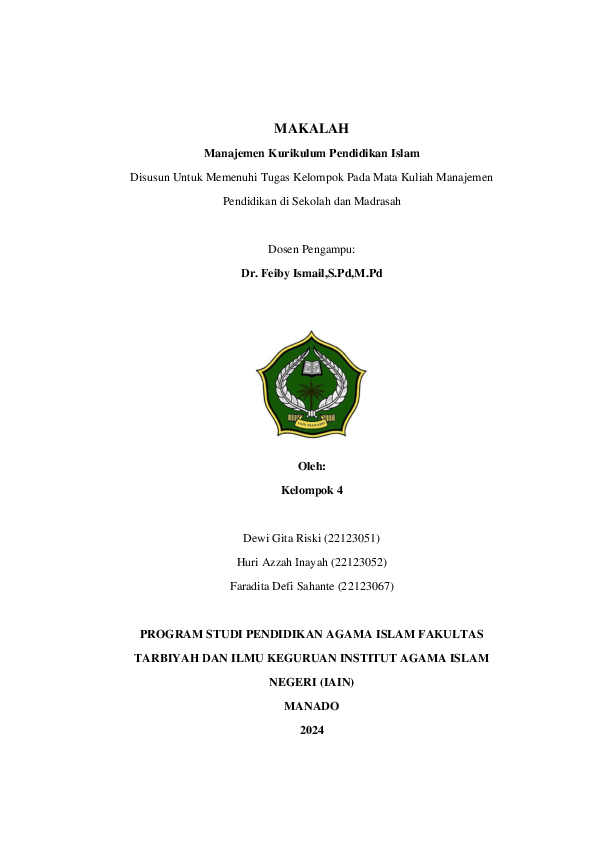 (PDF) Makalah kel. 4 manajemen kurikulum pendidikan islam