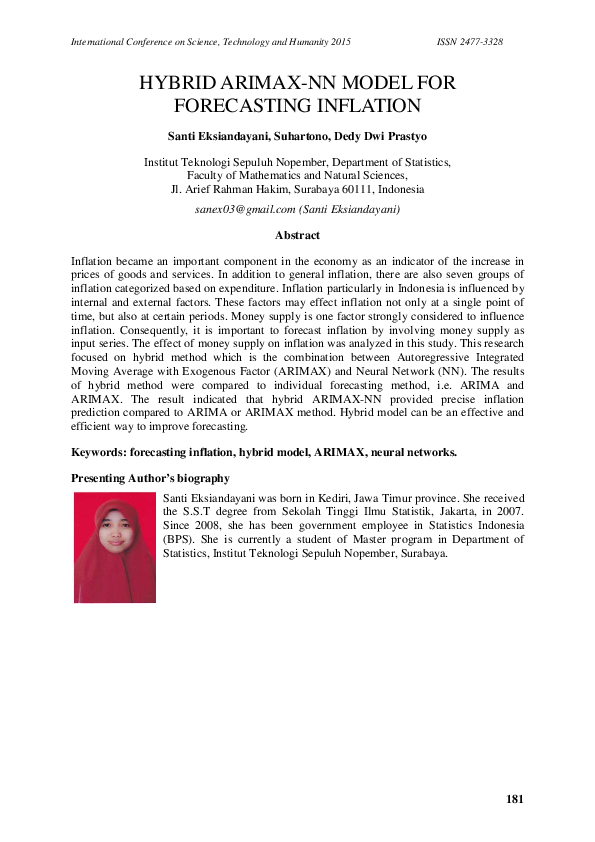 (PDF) Hybrid Arimax-NN Model for Forecasting Inflation | santi eksiandayani - Academia.edu