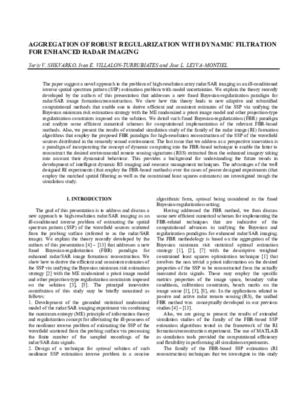 (PDF) Aggregation of Robust Regularization with Dynamic Filtration for Enhanced Radar Imaging