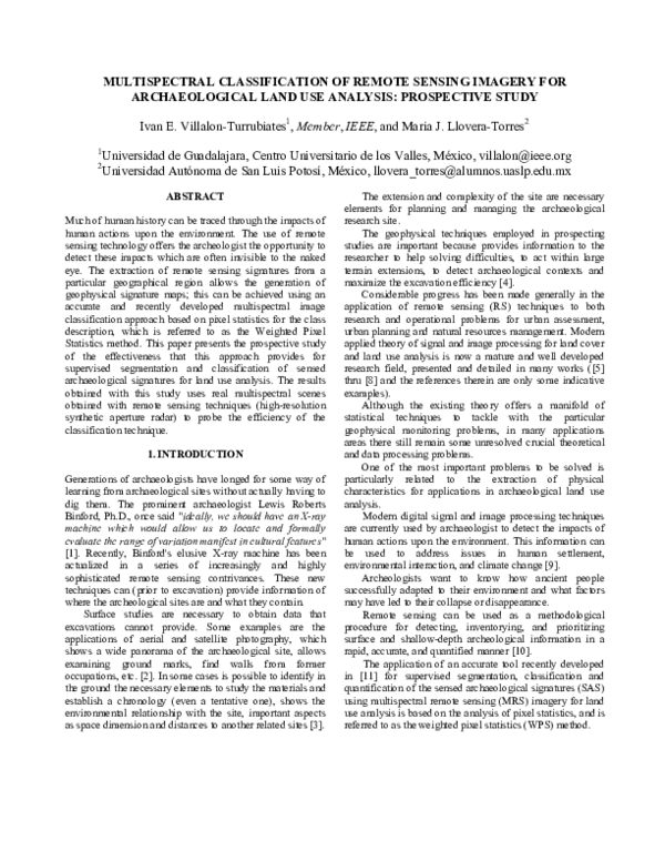 (PDF) Multispectral classification of remote sensing imagery for archaeological land use ...