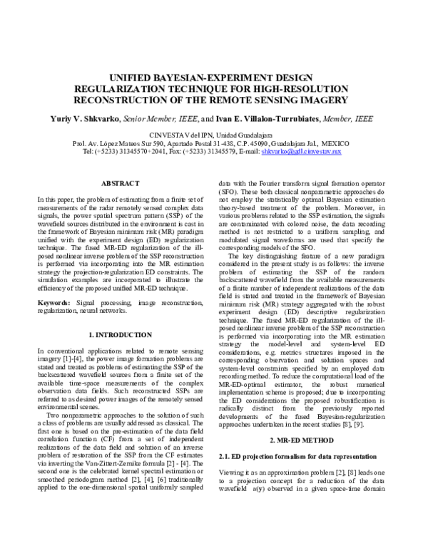 Pdf Unified Bayesian Experiment Design Regularization Technique For