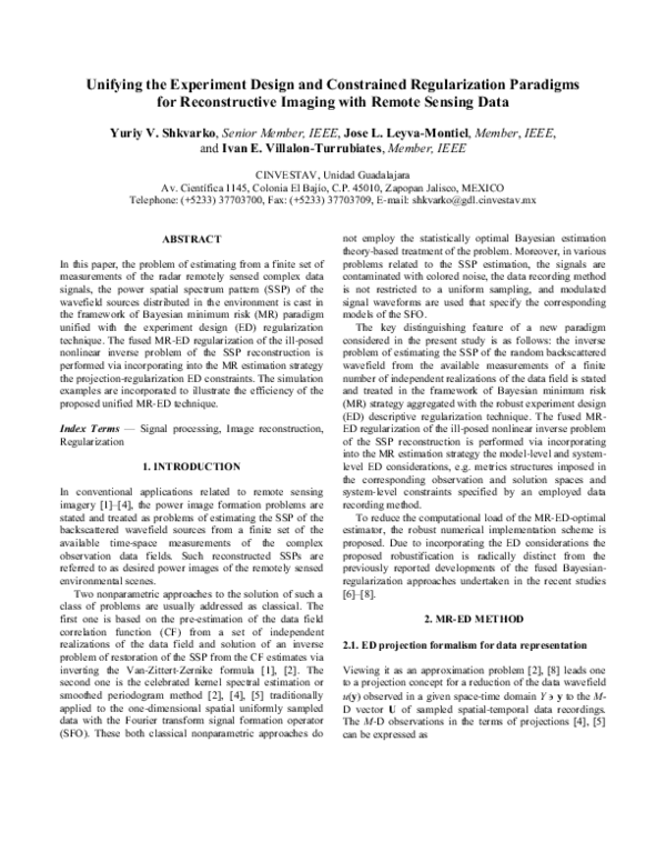 (PDF) Unifying the Experiment Design and Constrained Regularization Paradigms for Reconstructive ...