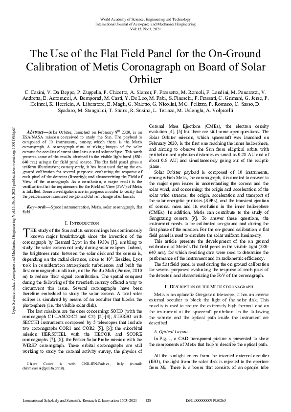(PDF) The Use of the Flat Field Panel for the On-Ground Calibration of ...