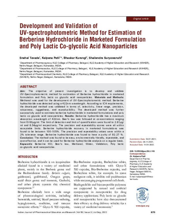 Pdf Development And Validation Of Uv Spectrophotometric Method For
