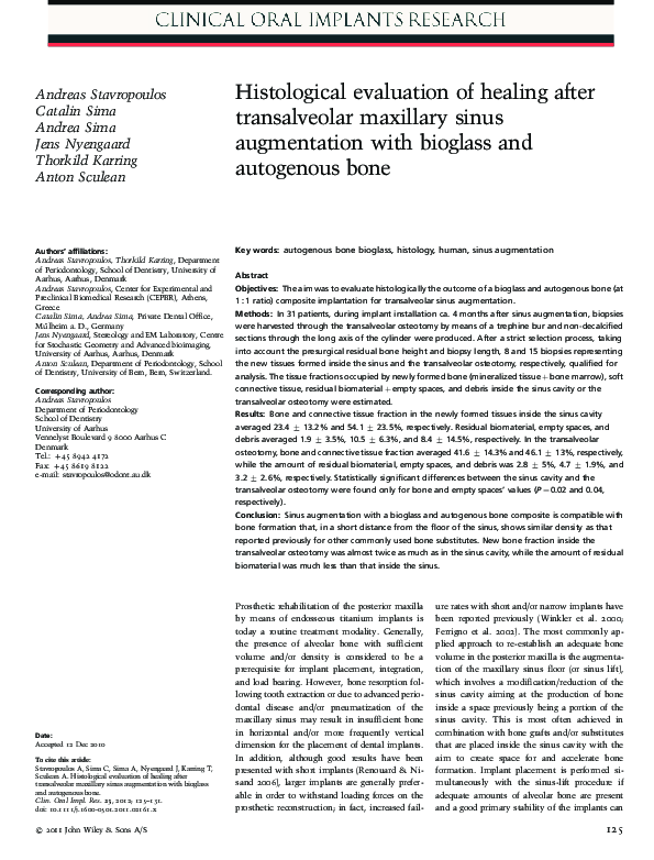 (PDF) Histological evaluation of healing after transalveolar maxillary ...