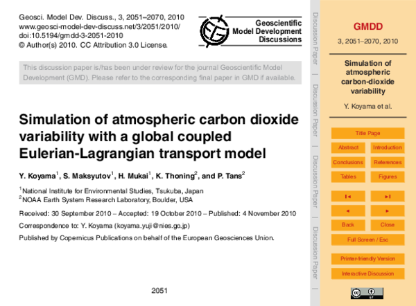 (PDF) Simulation of atmospheric carbon dioxide variability with a ...