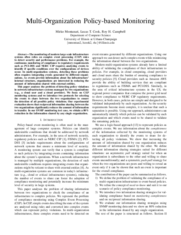 (PDF) Multi-organization Policy-Based Monitoring