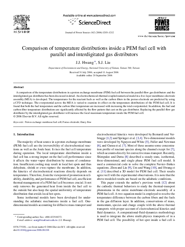 (PDF) Comparison of temperature distributions inside a PEM fuel cell ...