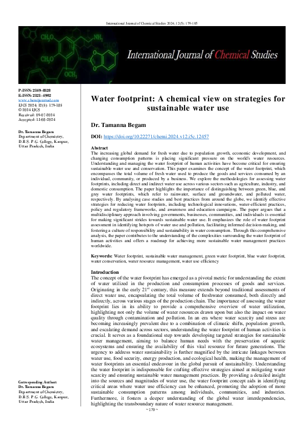 (PDF) Water footprint: A chemical view on strategies for sustainable ...