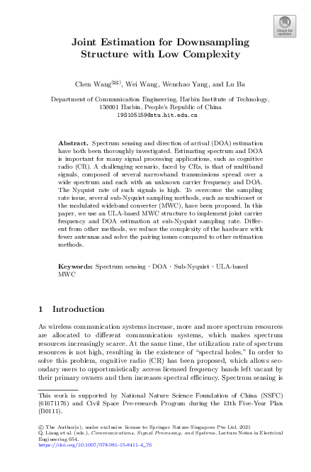 (PDF) Joint Estimation for Downsampling Structure with Low Complexity