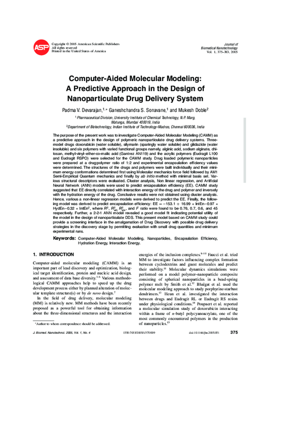 (PDF) Computer-Aided Molecular Modeling: A Predictive Approach in the Design of Nanoparticulate ...