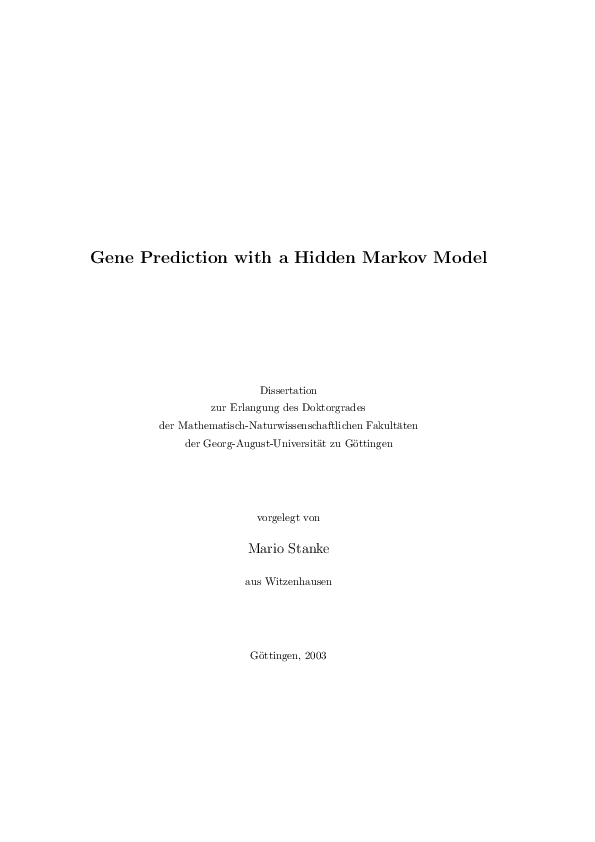 (PDF) Gene Prediction with a Hidden Markov Model