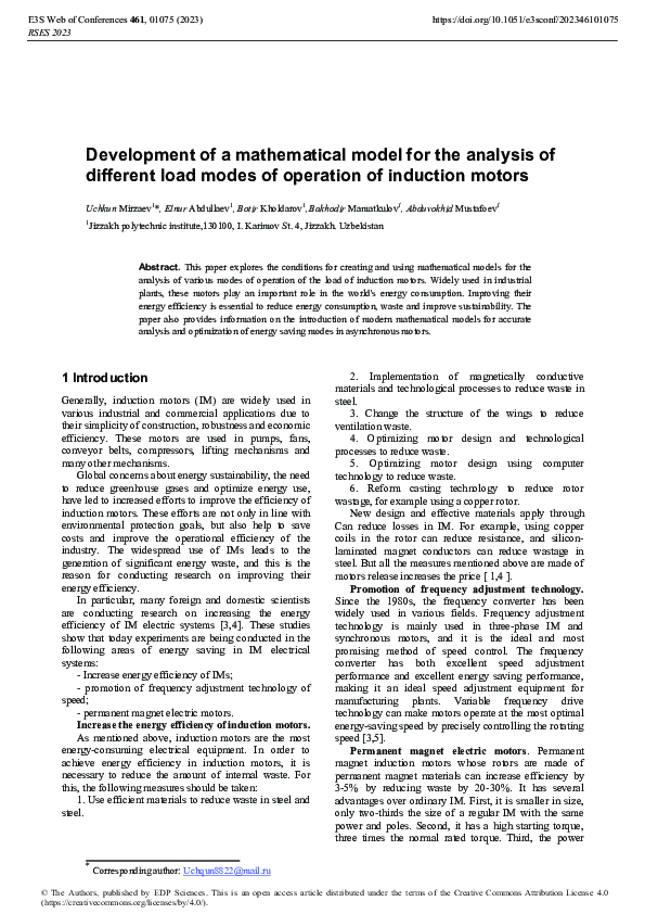 (PDF) Development of a mathematical model for the analysis of different ...