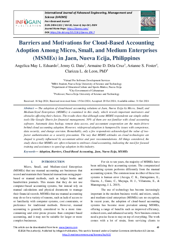 (PDF) Barriers and Motivations for Cloud-Based Accounting Adoption Among Micro, Small, and ...