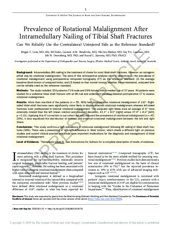 (PDF) Prevalence of Rotational Malalignment After Intramedullary ...