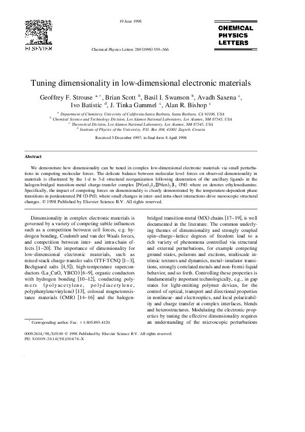 (PDF) Tuning dimensionality in low-dimensional electronic materials