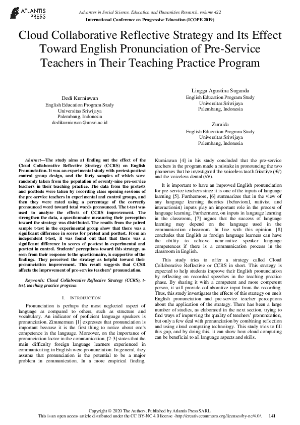 (PDF) Cloud Collaborative Reflective Strategy and Its Effect Toward ...
