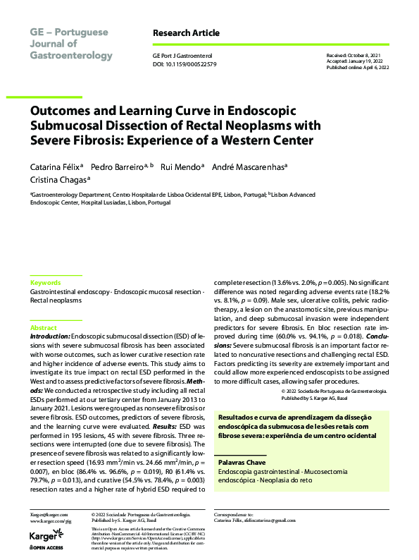 (PDF) Outcomes and Learning Curve in Endoscopic Submucosal Dissection of Rectal Neoplasms with ...