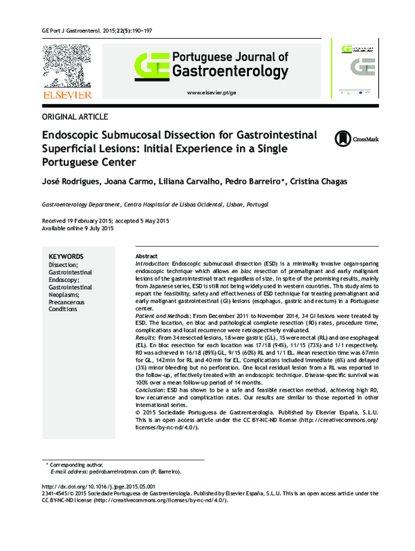 (PDF) Endoscopic Submucosal Dissection for Gastrointestinal Superficial ...