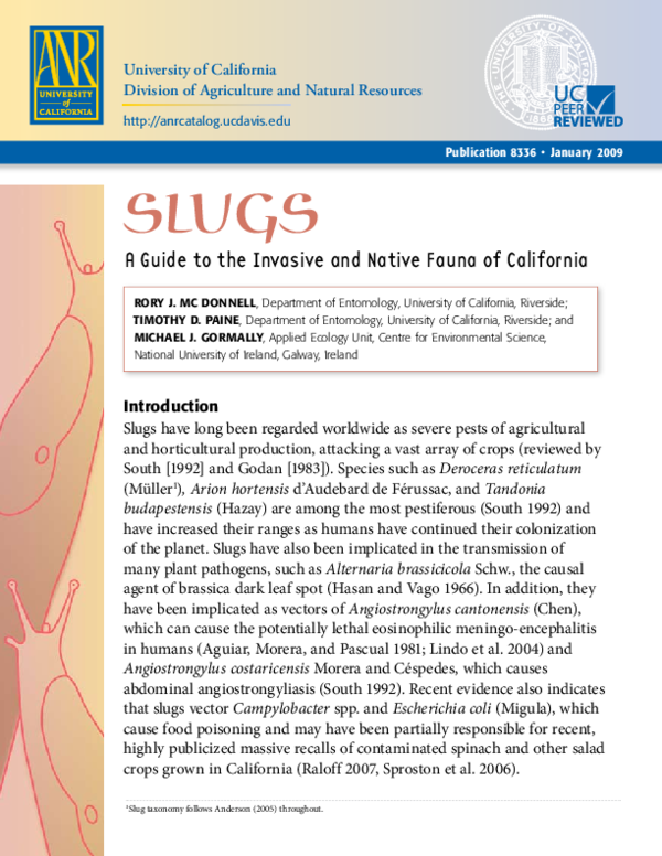 (PDF) Slugs: A Guide to the Invasive and Native Fauna of California