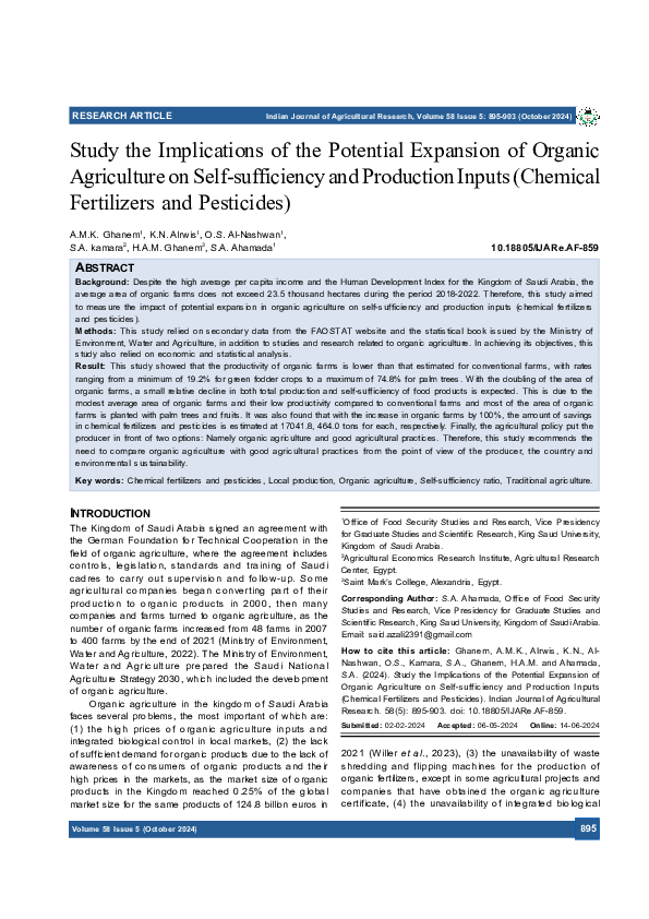 (PDF) Study the Implications of the Potential Expansion of Organic ...