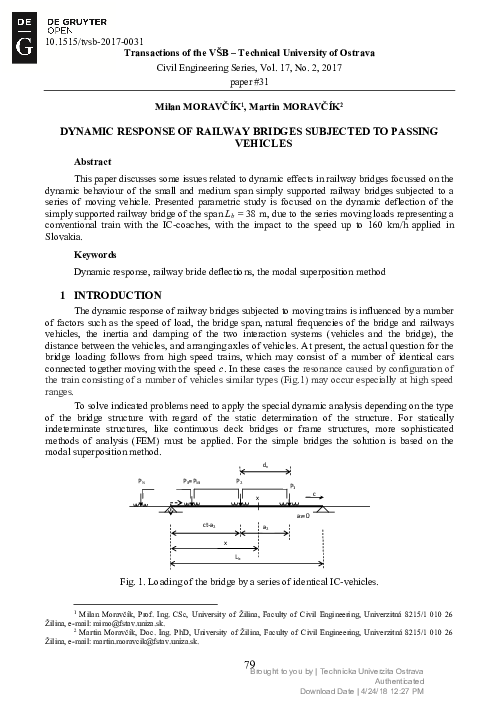 (PDF) Dynamic Response of Railway Bridges Subjected to Passing Vehicles