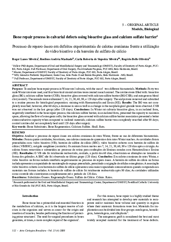 (PDF) Bone repair process in calvarial defects using bioactive glass ...
