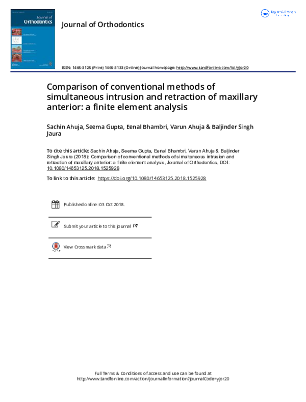 (PDF) Comparison of conventional methods of simultaneous intrusion and retraction of maxillary ...