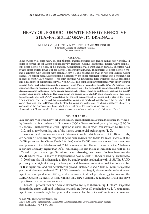 (PDF) Heavy Oil Production with Energy Effective Steam-Assisted Gravity ...