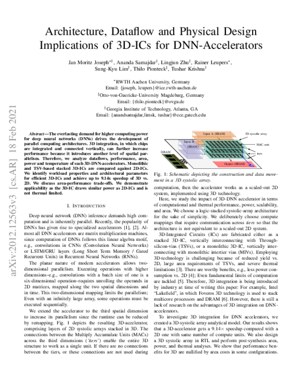 (PDF) Architecture, Dataflow and Physical Design Implications of 3D-ICs for DNN-Accelerators