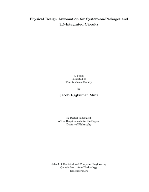 (PDF) Physical design automation for system-on-packages and 3D ...