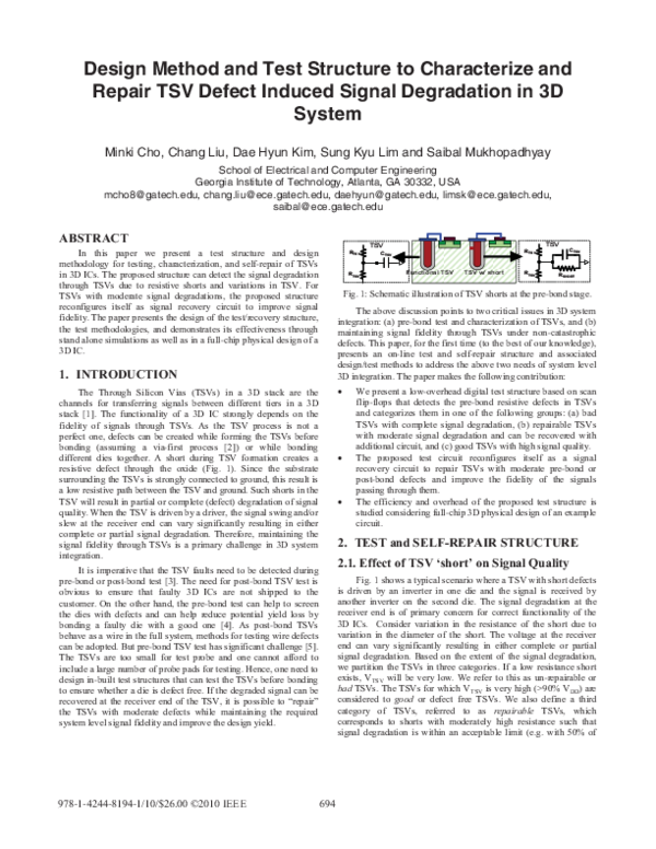 (PDF) Design method and test structure to characterize and repair TSV ...