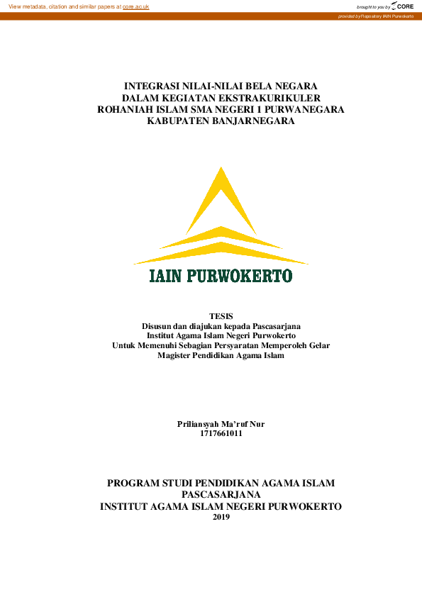 (PDF) Integrasi Nilai-Nilai Bela Negara Dalam Kegiatan Ekstrakurikuler ...
